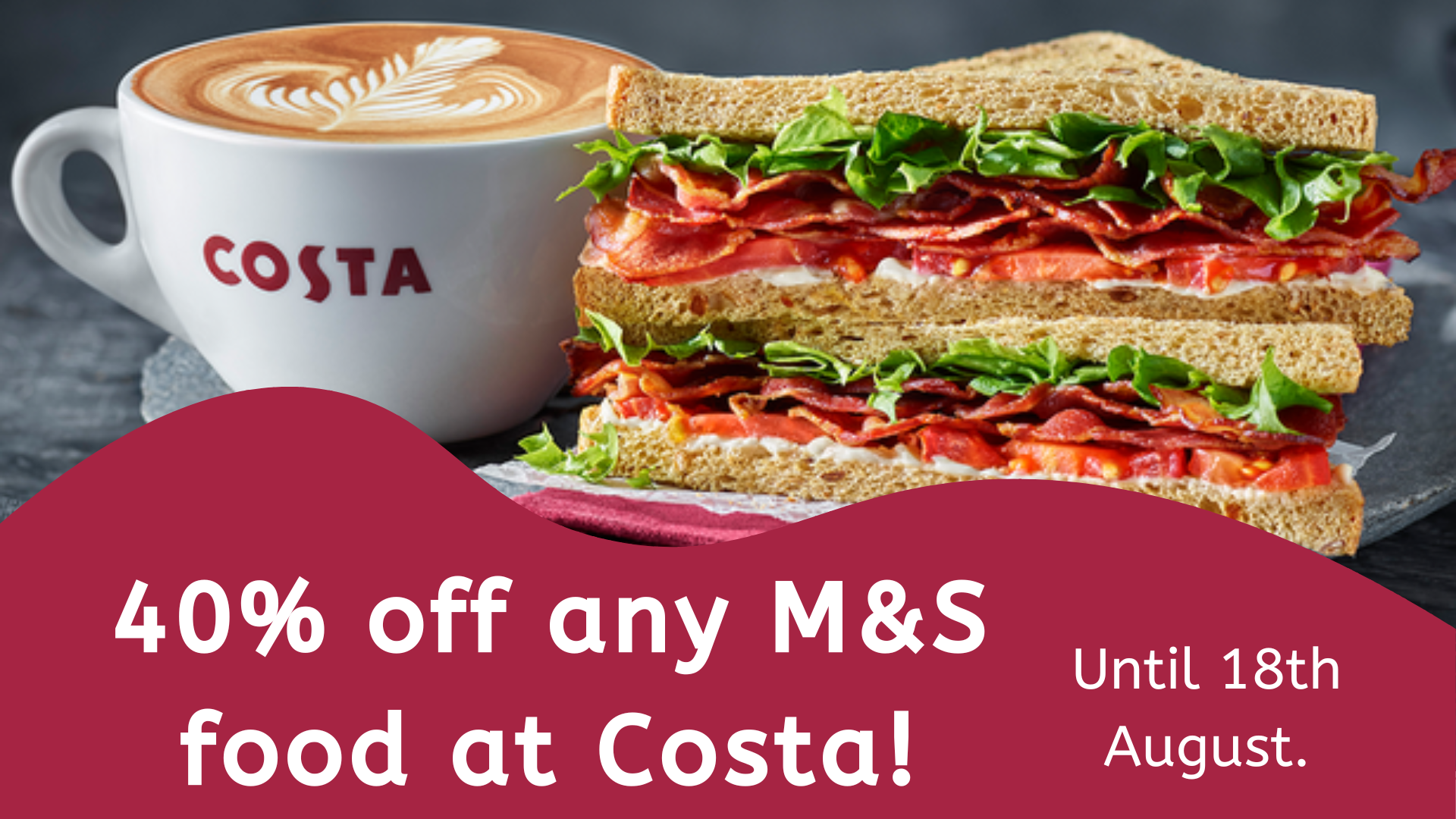 Save 40% on Food at Costa - The Forum Shopping Centre